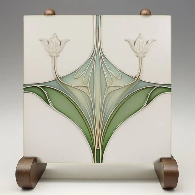 Art Nouveau Lily Elegance Ceramic Tile | Zazzle