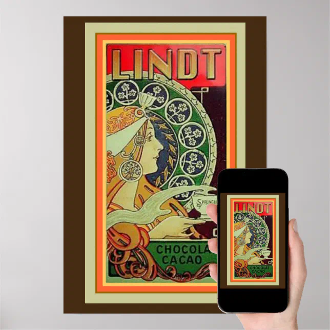 Art Nouveau Lindt Chocolat Cacao 13 x 19 Poster | Zazzle