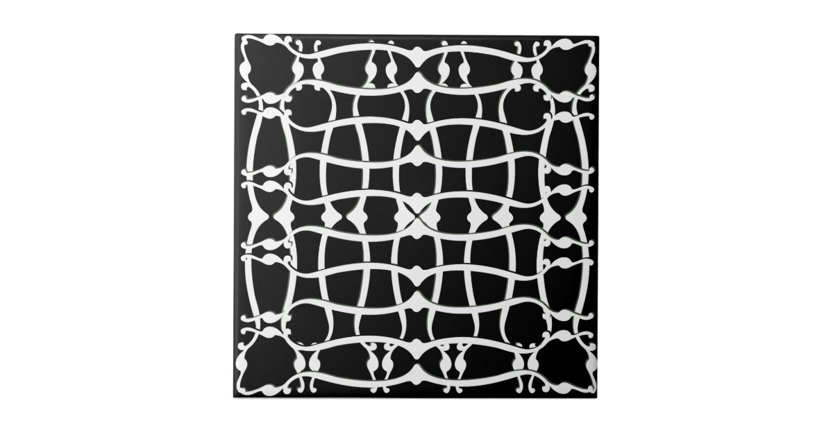 Art nouveau monochromatic pattern ceramic tile | Zazzle