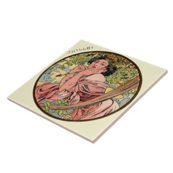 Art Nouveau Mucha Calendar July Ceramic Tile | Zazzle