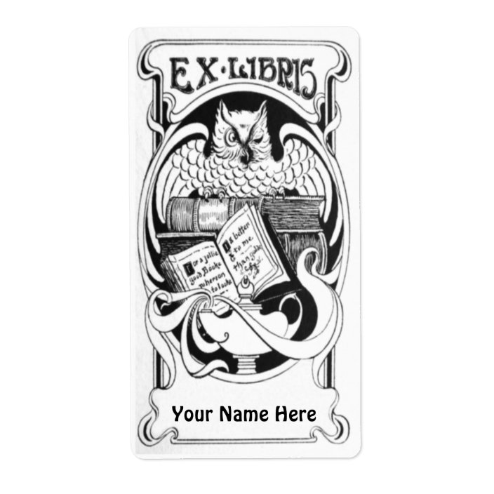 Art Nouveau Owl Ex Libris Bookplate Stickers | Zazzle.com