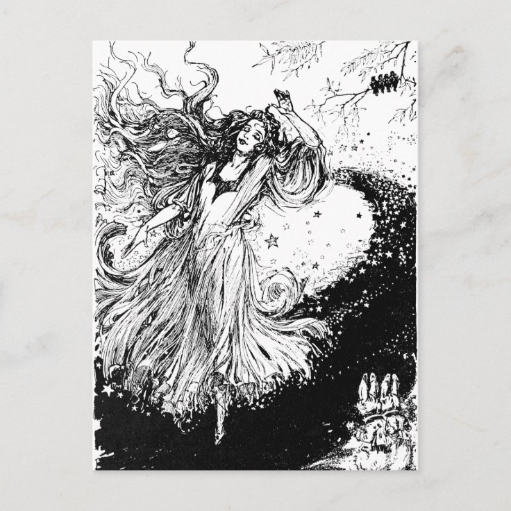 Art Nouveau Polychrome Oz Black and White Postcard | Zazzle