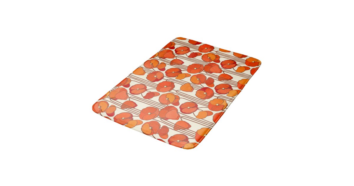 Art Nouveau Poppies Bath Mat | Zazzle