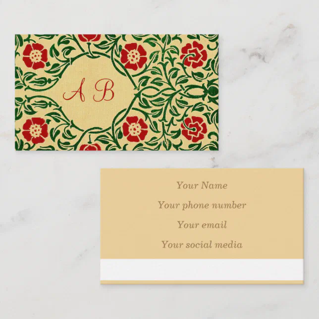 Art Nouveau Rose Calling Card | Zazzle