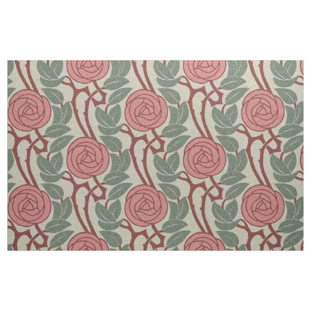 Vintage Art Nouveau Hummingbirds & Orchids Pattern Fabric | Zazzle