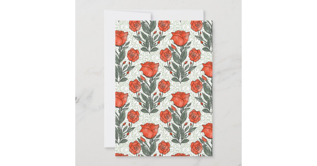 Art Nouveau roses pattern Invitation | Zazzle