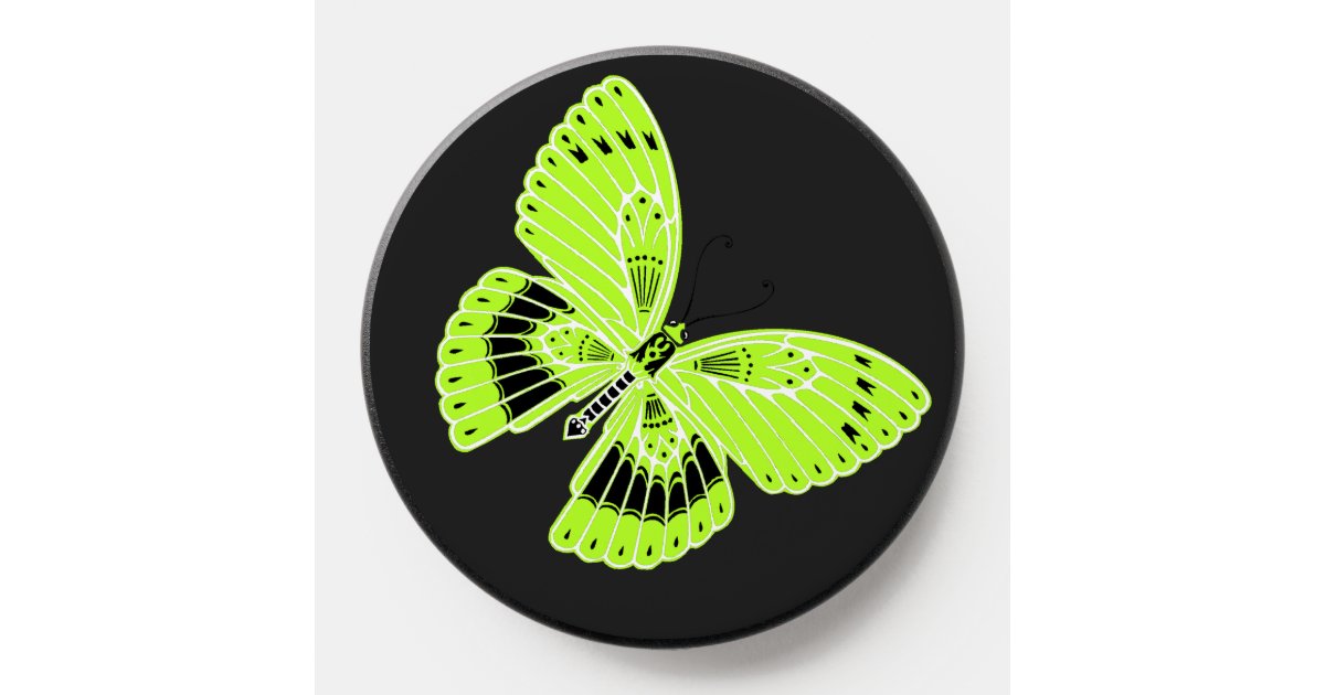 Art Nouveau Style Butterfly Lime Green PopSocket | Zazzle