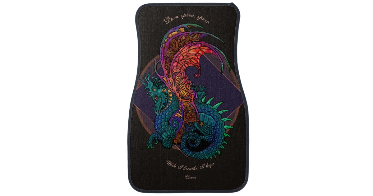 Art Nouveau Style Dragon with Latin Motto Car Floor Mat | Zazzle