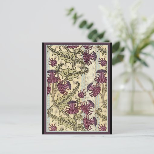 Art Nouveau Thistle flower Postcard | Zazzle
