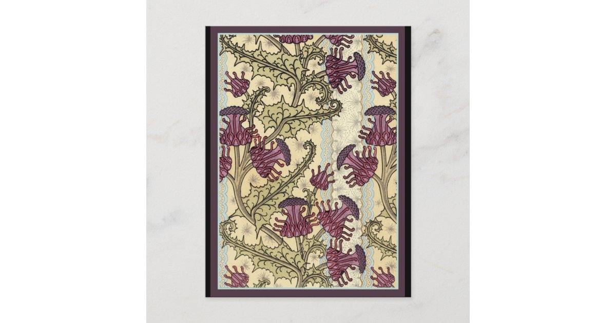 Art Nouveau Thistle flower Postcard | Zazzle