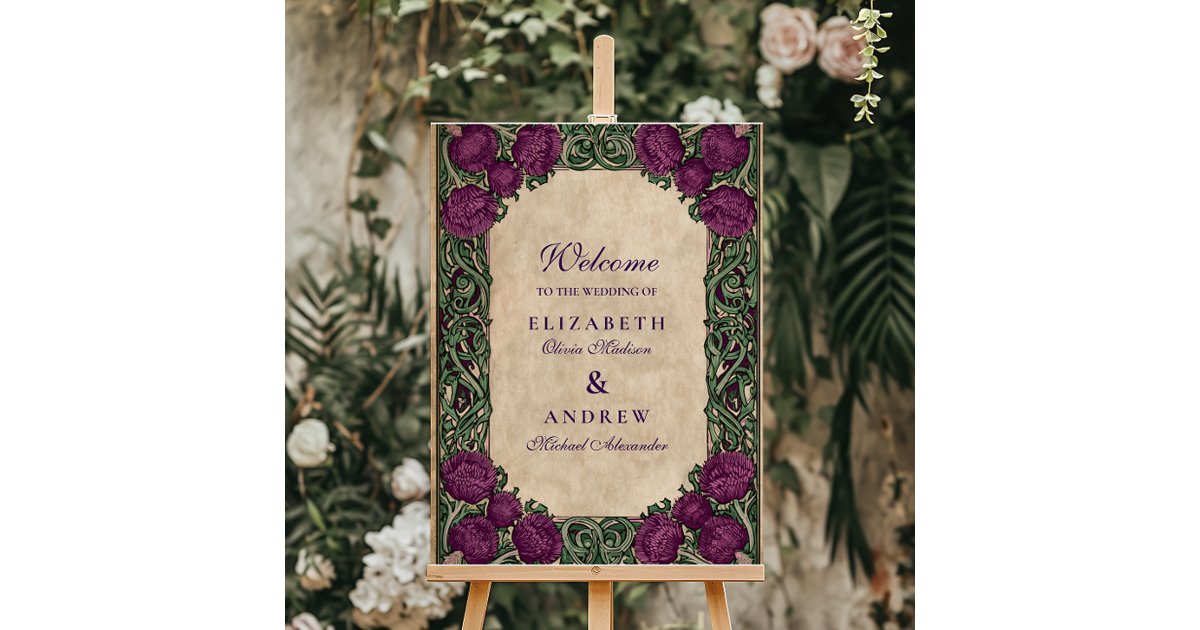 Art Nouveau Thistle Wedding Foam Board | Zazzle