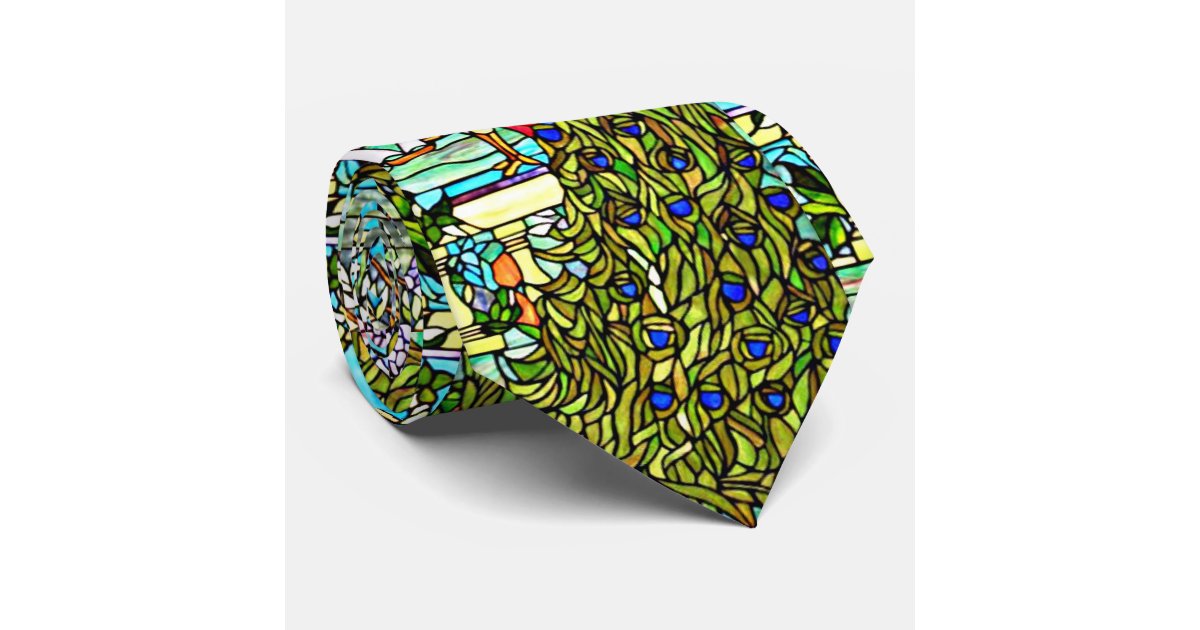 Art Nouveau Tiffany Stained Glass Window Peacock Neck Tie | Zazzle
