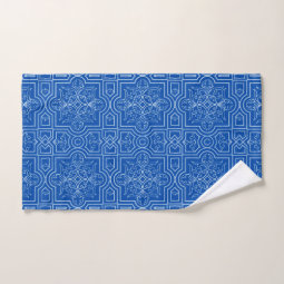 Art Nouveau tiles in cobalt blue Bath Towel Set | Zazzle