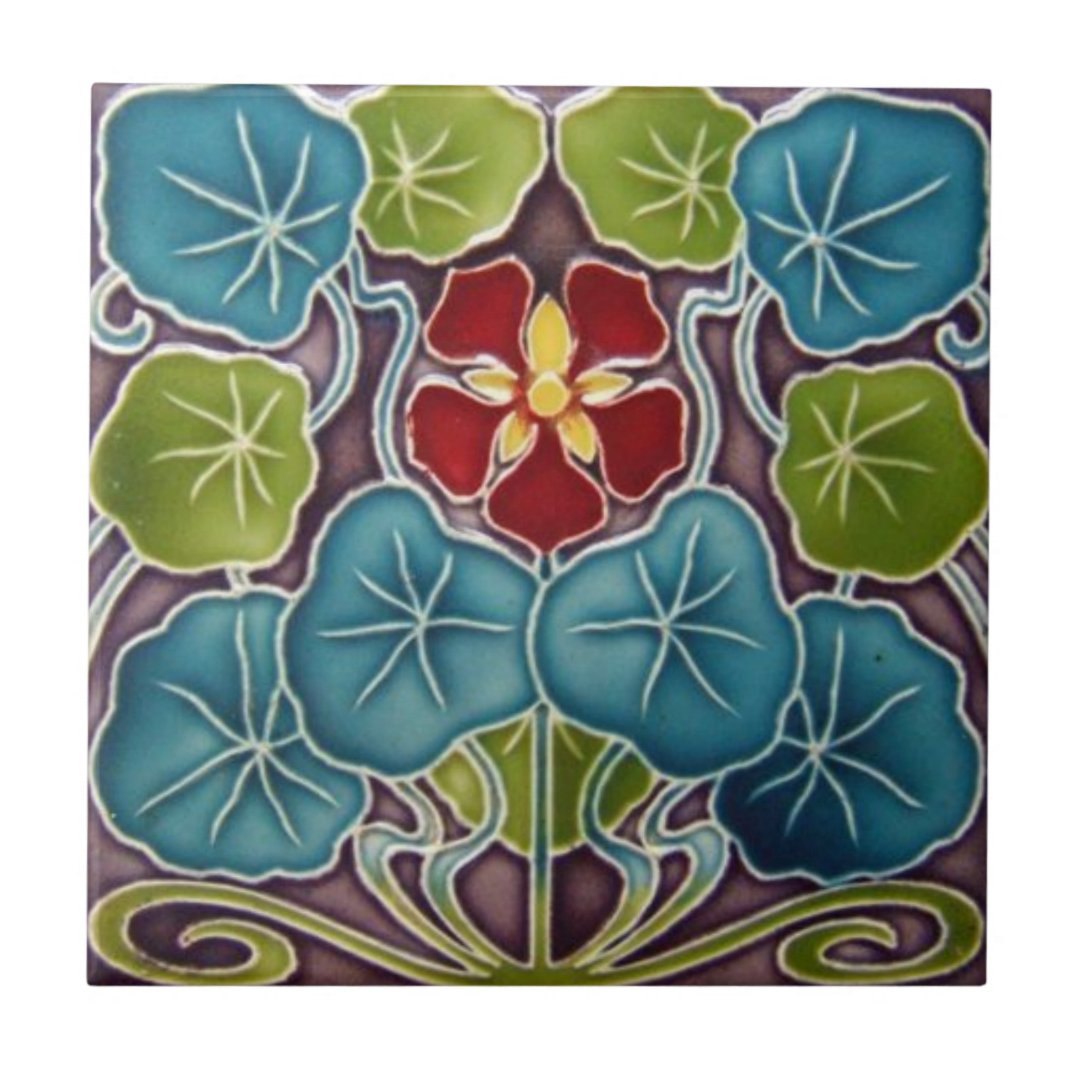 Art Nouveau Water Lilies Ceramic Wall Tile | Zazzle