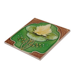 Art Nouveau Water Lily Antique Reproduction Ceramic Tile | Zazzle