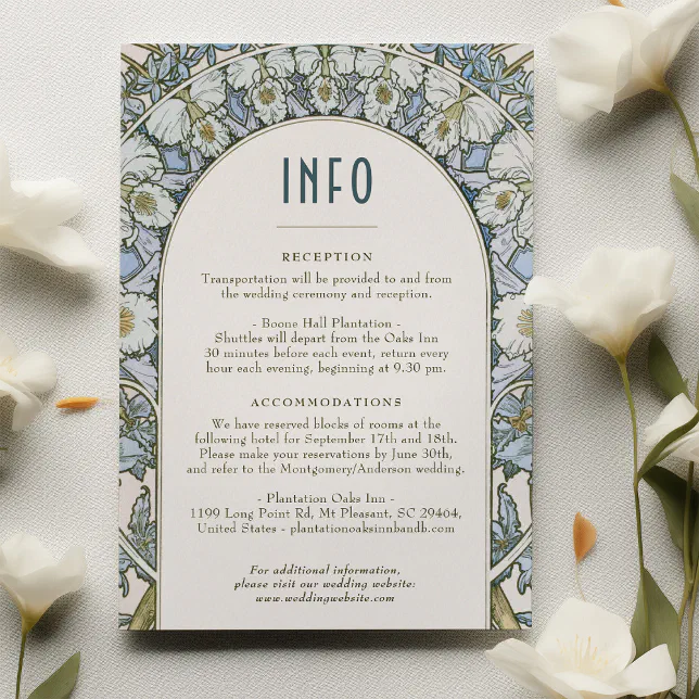 Art Nouveau Wedding Information Insert Vintage Invitation | Zazzle