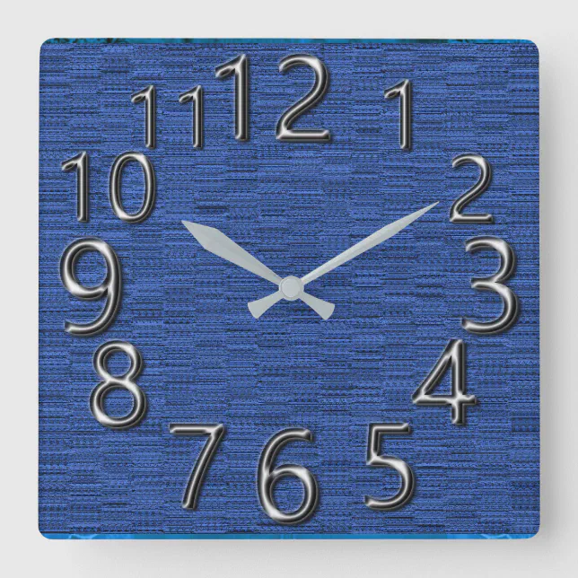 Art-Of-Time-Silver-Retro-Blue-Delights Square Wall Clock | Zazzle