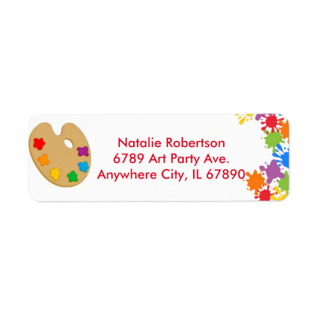 Art Paint Splash Birthday Party Address Labels | Zazzle