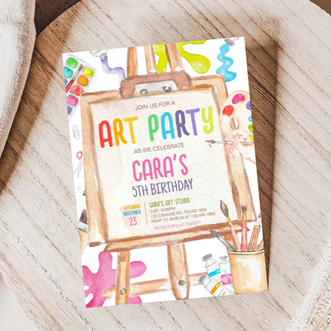 Art Painting Birthday Party Invitation | Zazzle