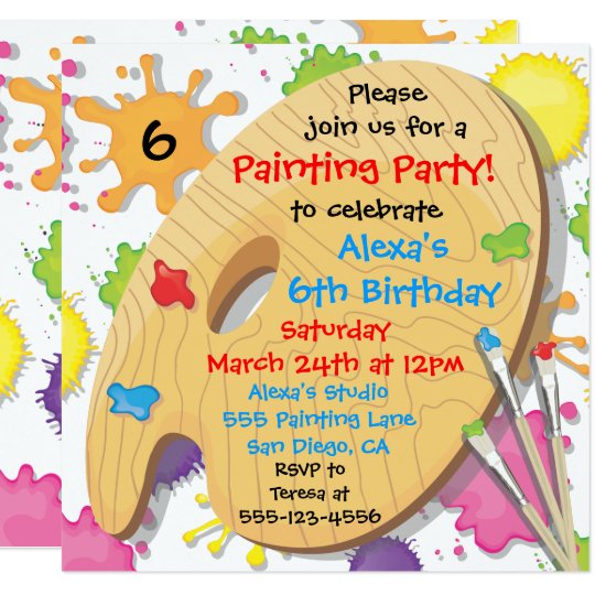 Art Painting Birthday Party Invitations | Zazzle.com