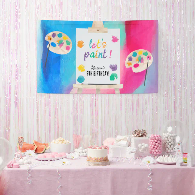 Art Painting Craft Artist Paint Birthday Theme Banner | Zazzle