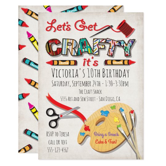Art Painting Craft Birthday Party Invitations | Zazzle.com