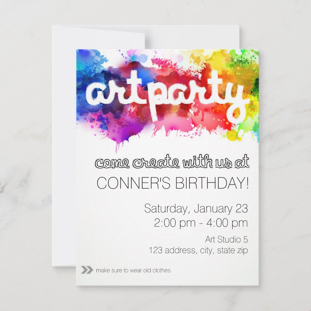 Art Party Birthday Invitation | Zazzle