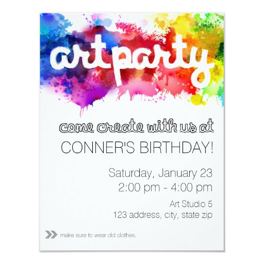 Art Party Birthday Invitation | Zazzle.com