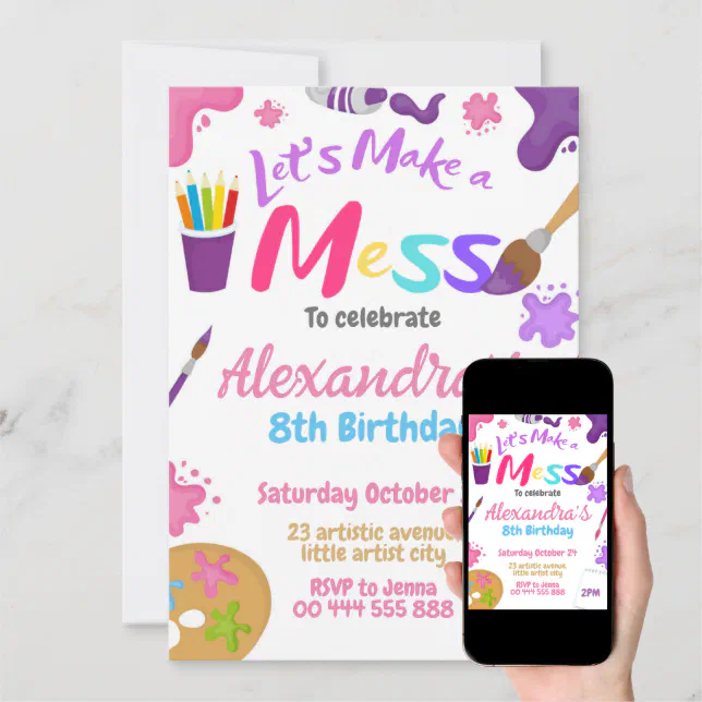 Art Party Birthday Party - Craft Birthday Invitation | Zazzle