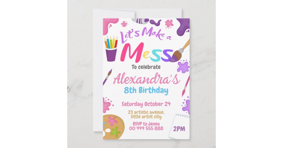 Art Party Birthday Party - Craft Birthday Invitation | Zazzle