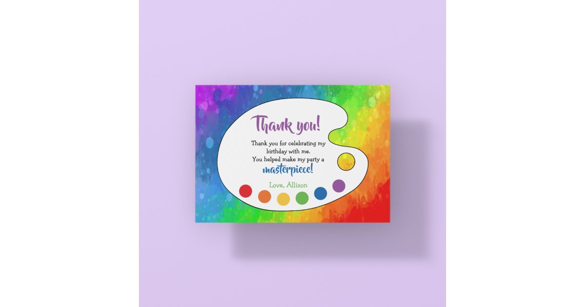 Art Party | Paint Party Thank You Card | Zazzle