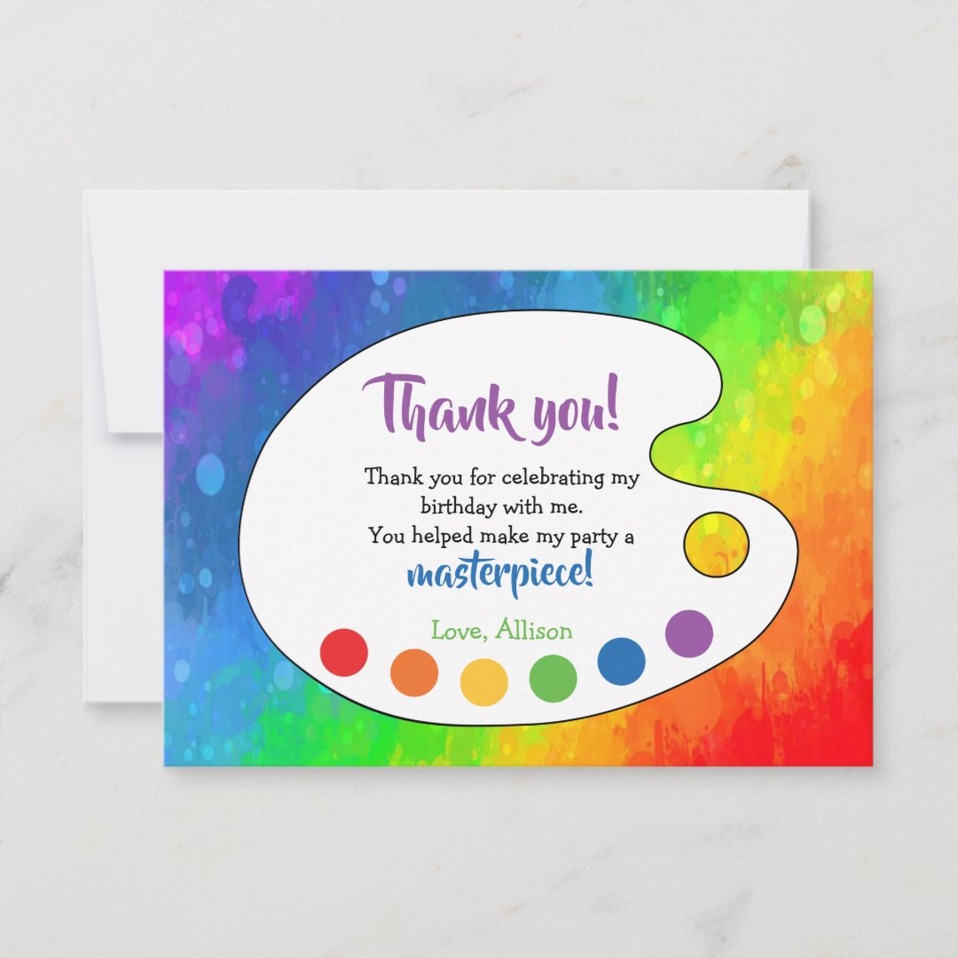 Art Party | Paint Party Thank You Card | Zazzle