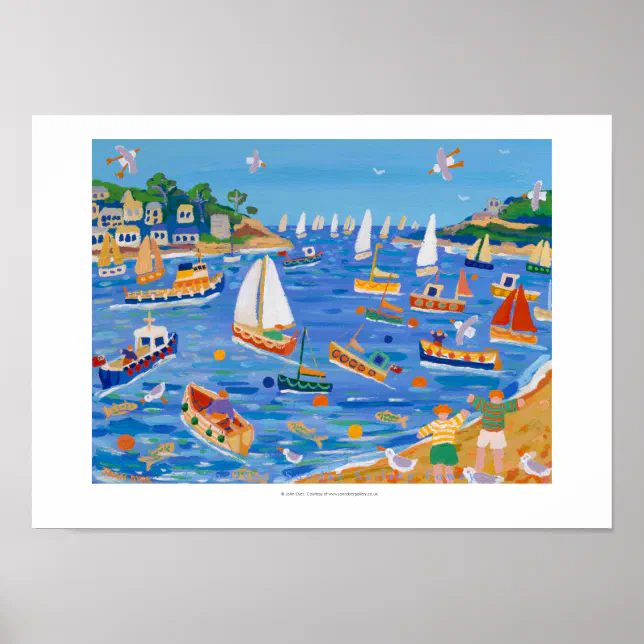 Art Poster: Sunday Sailing Fowey by John Dyer Poster | Zazzle