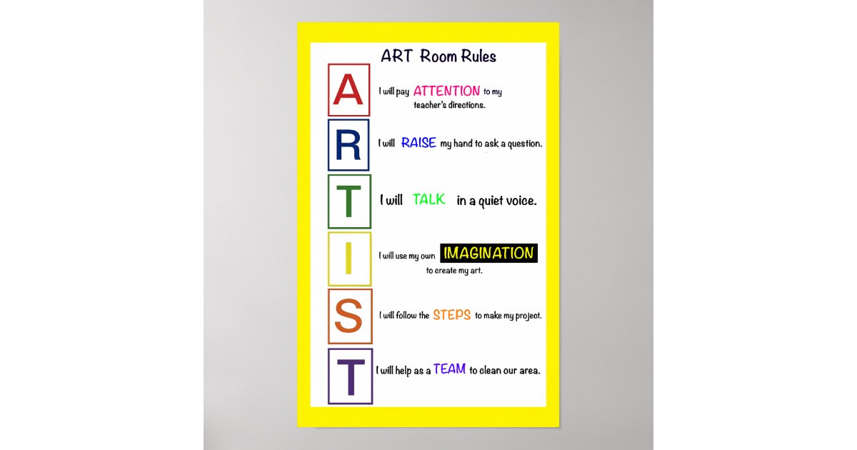 Art Room Rules. Poster | Zazzle
