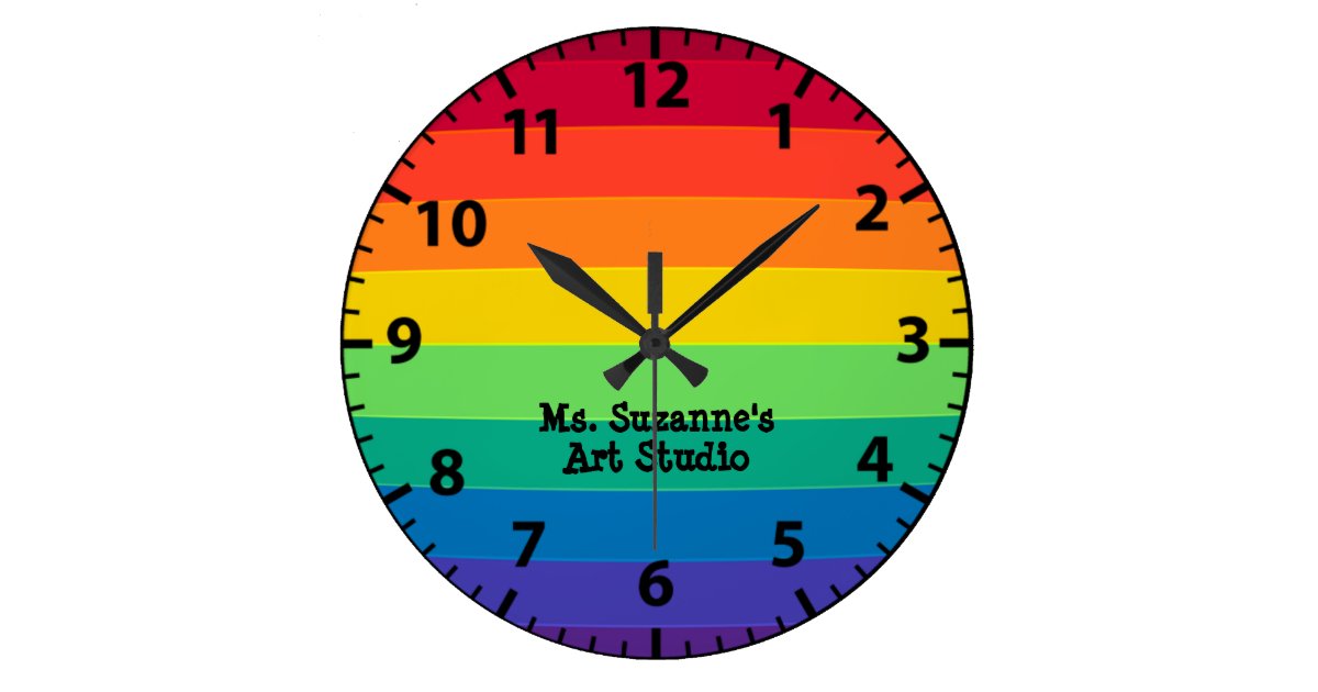 Art Teacher Art Studio Artist Modern Rainbow Clock | Zazzle
