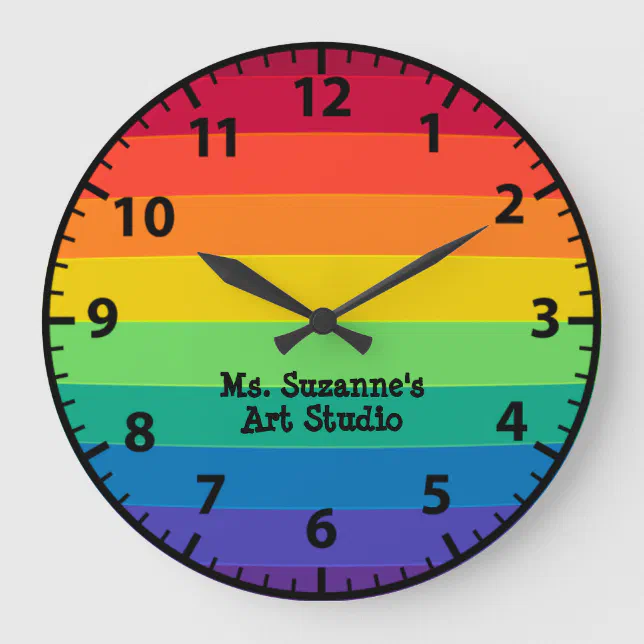 Art Teacher Art Studio Artist Modern Rainbow Clock | Zazzle