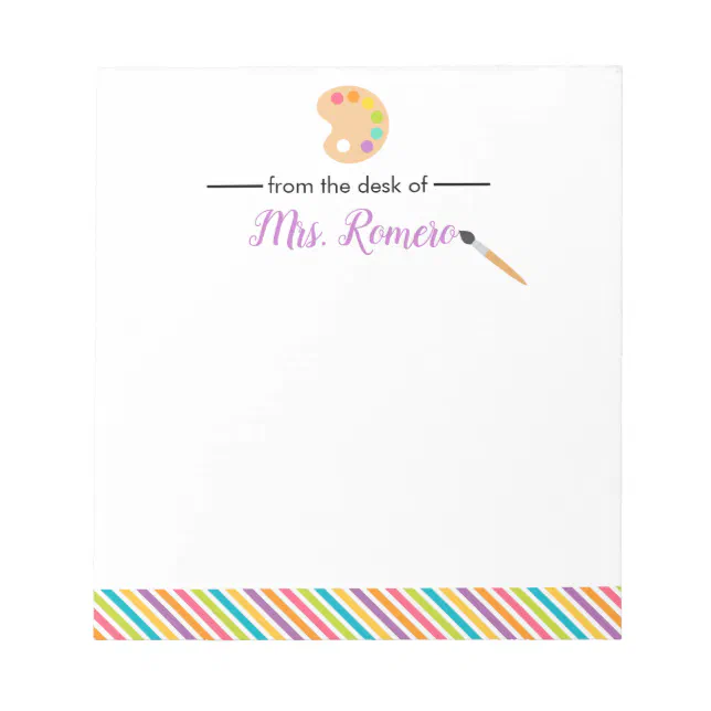 Art Teacher Artist Painting Pallet Stationery Notepad | Zazzle