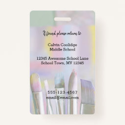 Art Teacher Custom Photo ID Badge artist | Zazzle