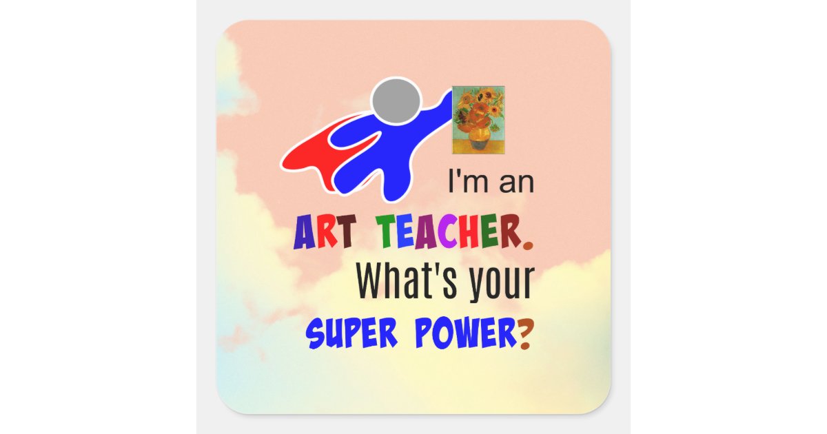 Art Teacher Superhero Square Sticker | Zazzle