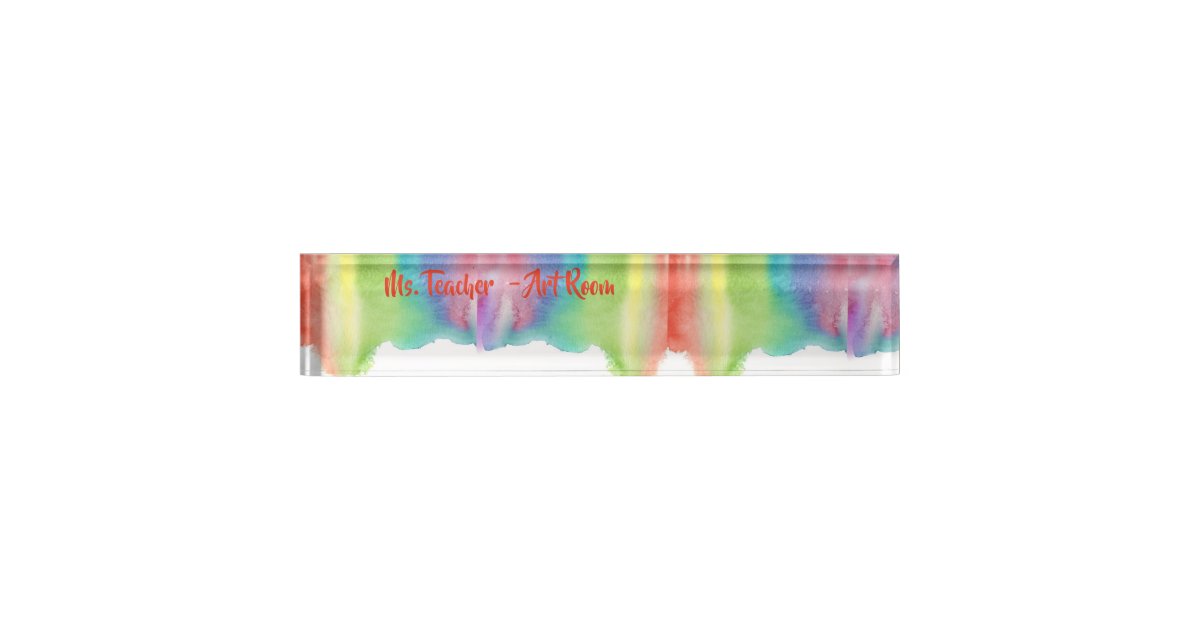 Art Teacher Watercolor Name Plate, Gift forTeacher Desk Name Plate | Zazzle