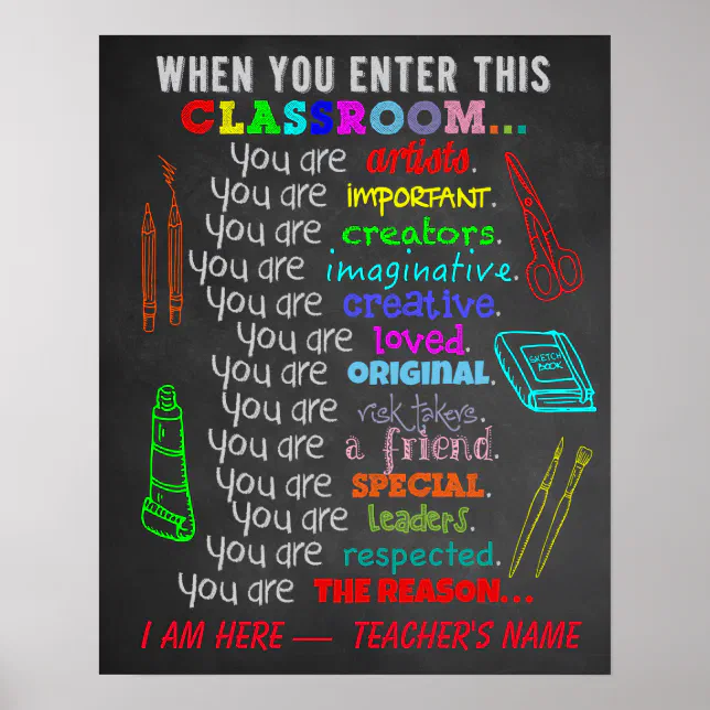 Art Teacher - When You Enter This Classroom Rules Poster | Zazzle