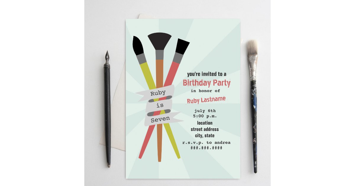 Art Theme Birthday Party Invitation | Zazzle