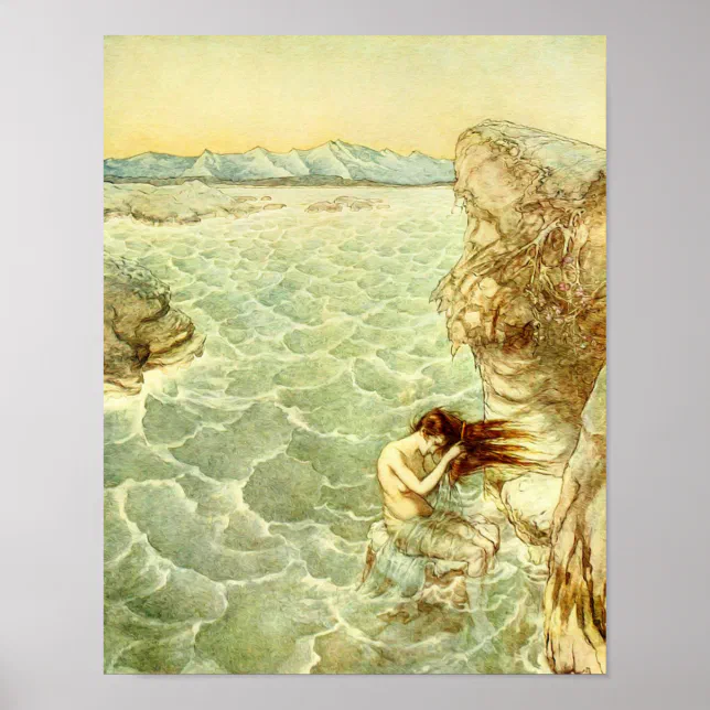 Arthur Rackham Illustration Nymph on a Rock Poster | Zazzle