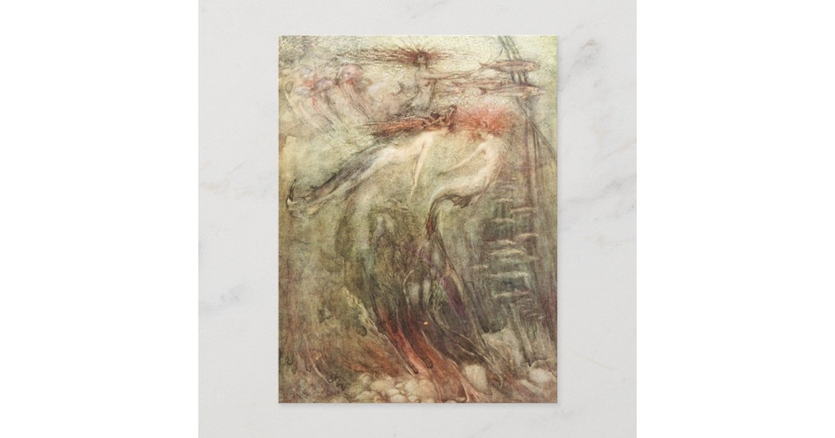 Arthur Rackham Mermaid Come Out Where It Is Sunny Postcard | Zazzle