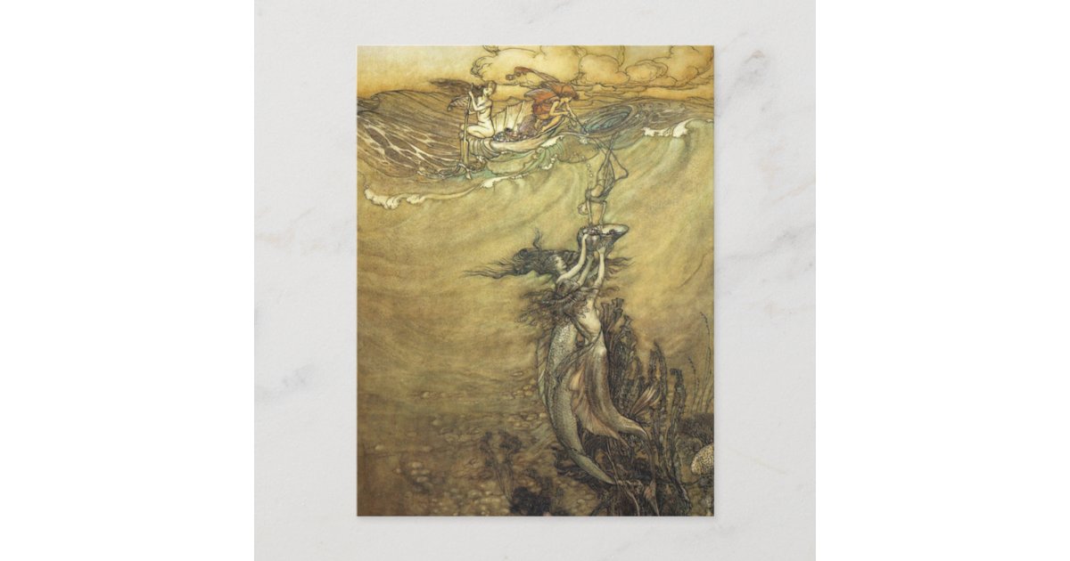 Arthur Rackham Mermaids Jewels from the Deep Postcard | Zazzle