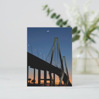 Arthur Ravenel Jr. Bridge at Dusk Postcard | Zazzle
