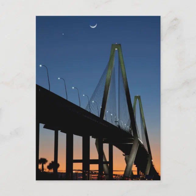 Arthur Ravenel Jr. Bridge at Dusk Postcard | Zazzle