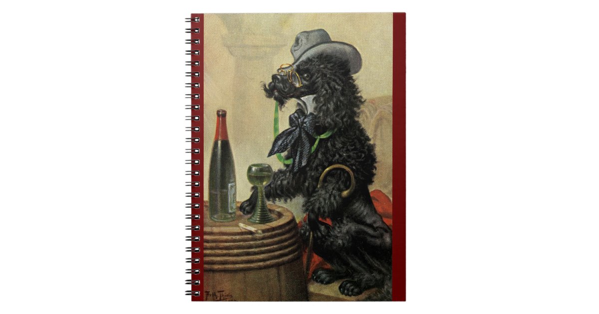 Arthur Thiele Comic Poodle at Pub Spiral Notebook | Zazzle