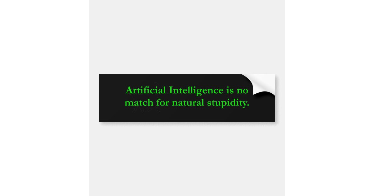 Artificial Intelligence Natural Stupidity Bumper Sticker | Zazzle