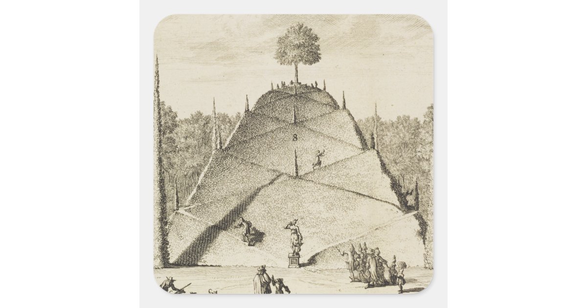 Artificial Mount Parnassus, engraved by Johannes V Square Sticker | Zazzle